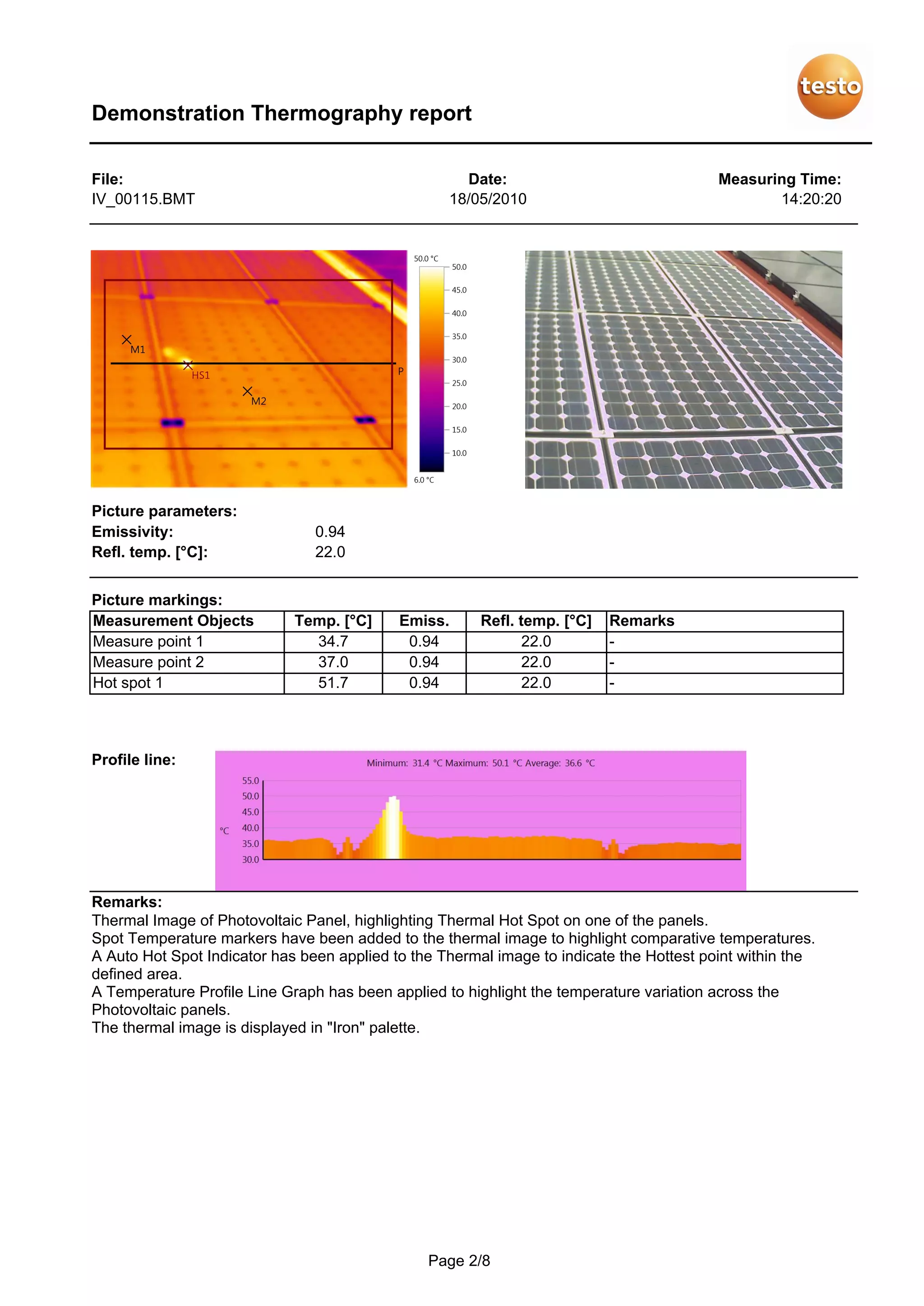 Demonstration thermography report photovoltaic panels | PDF
