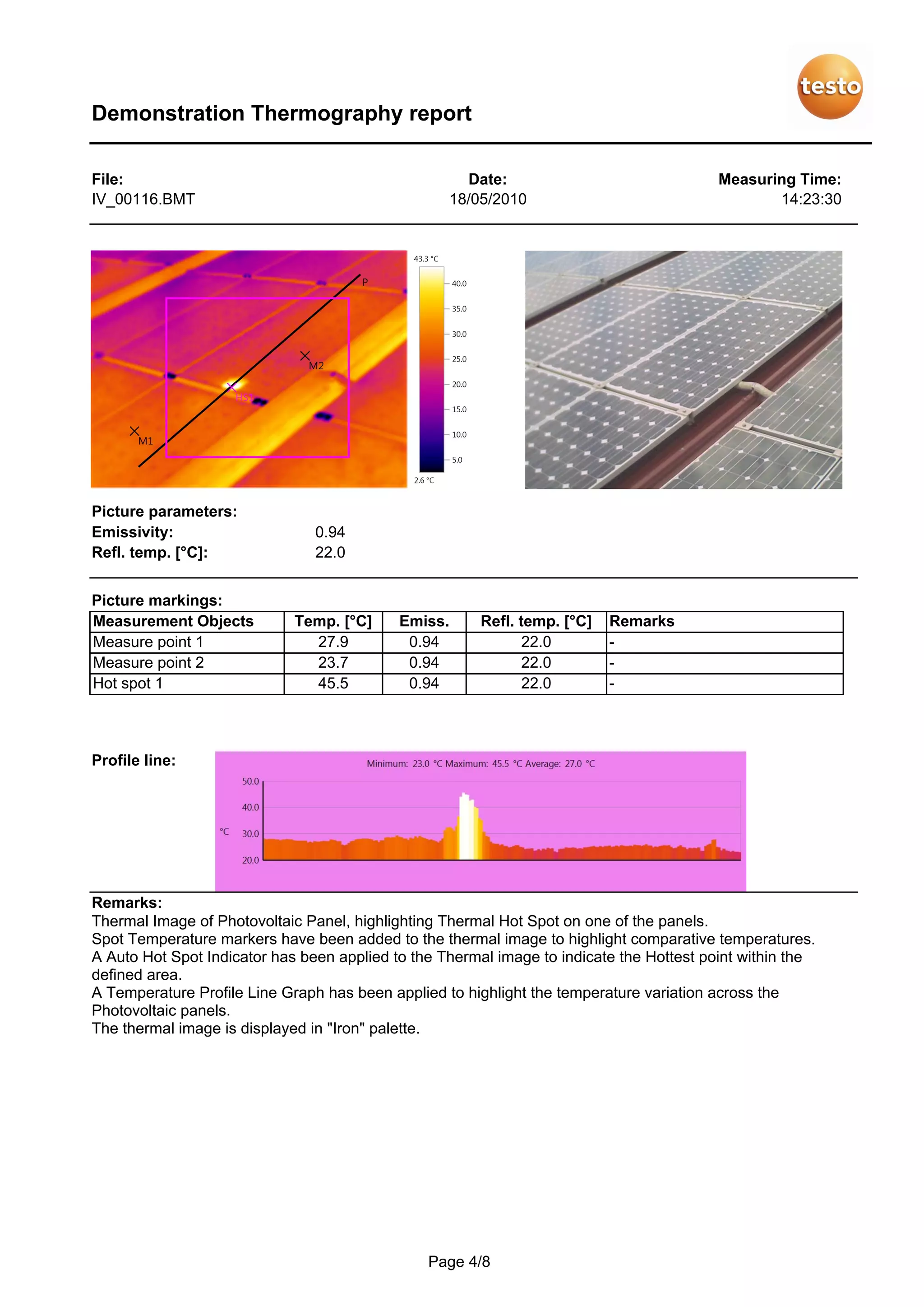 Demonstration thermography report photovoltaic panels | PDF