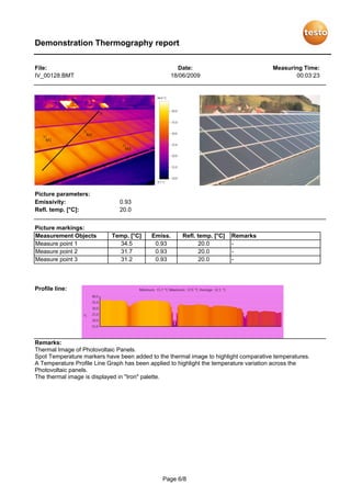 Demonstration thermography report photovoltaic panels | PDF