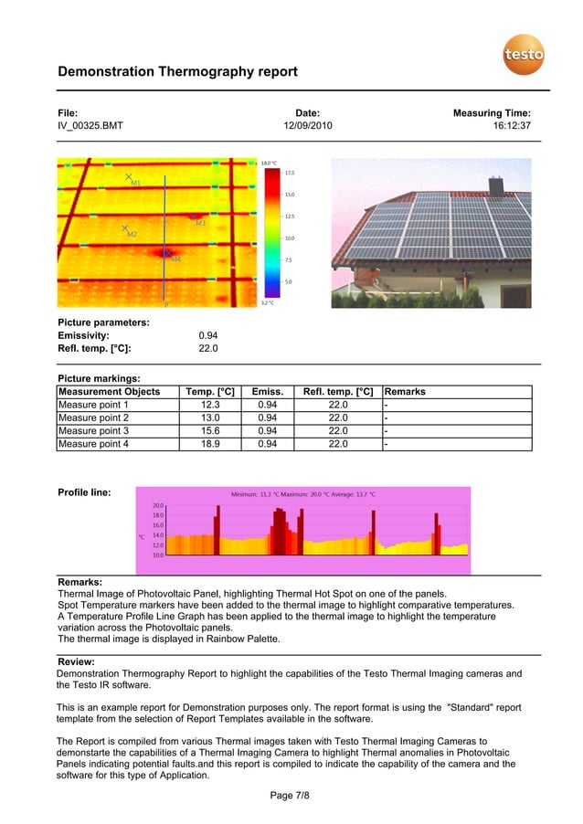 Demonstration thermography report photovoltaic panels | PDF