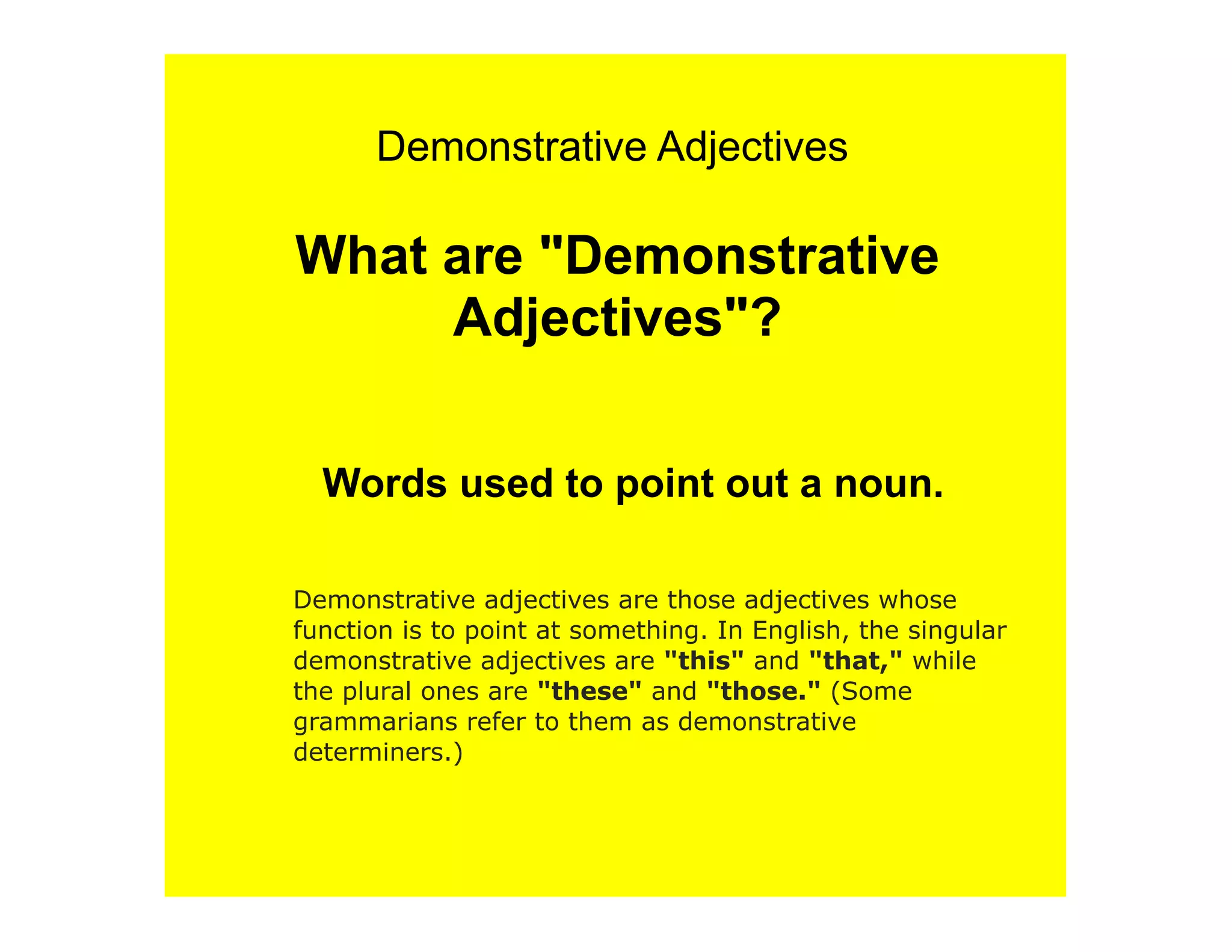 Demonstrative adjectives | PDF