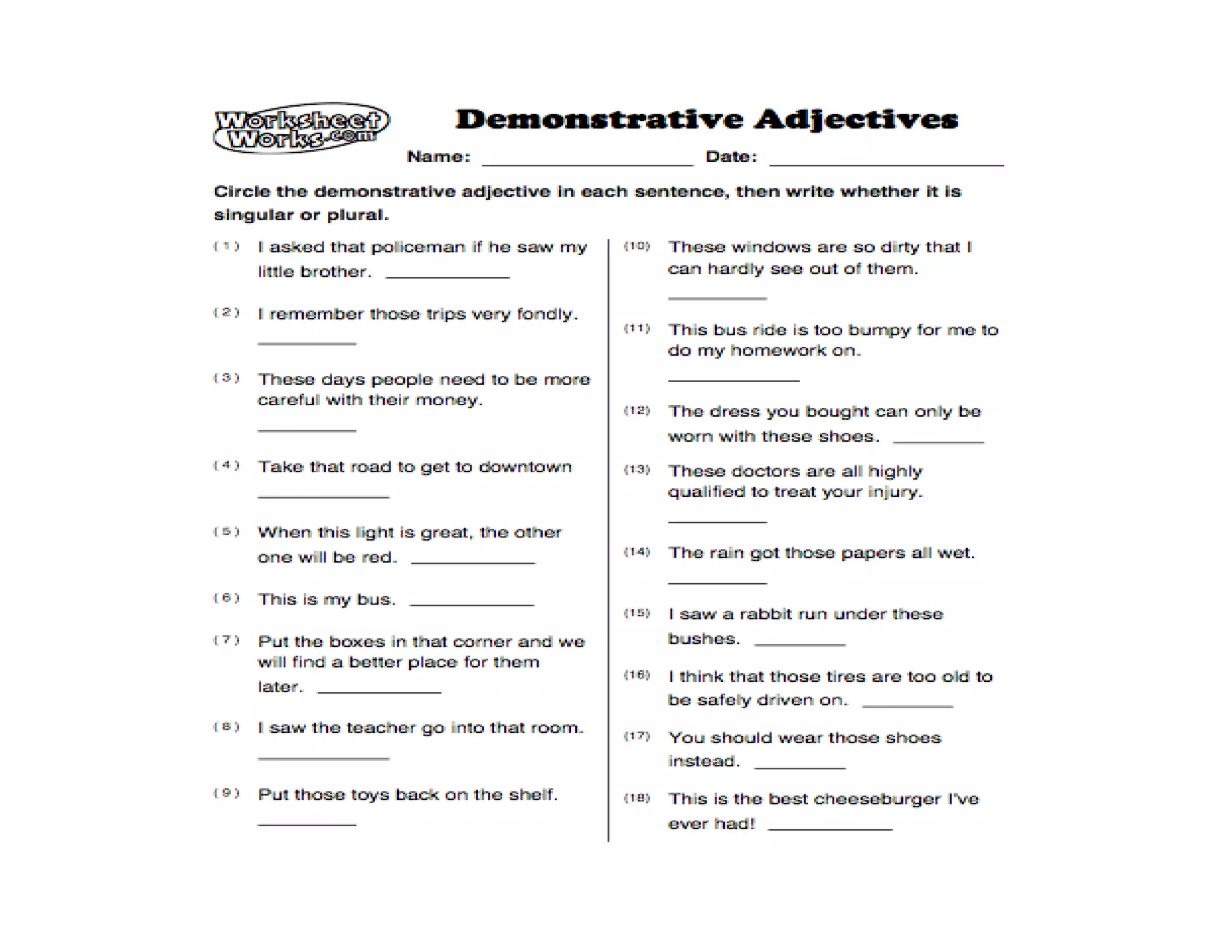 Demonstrative adjectives | PDF