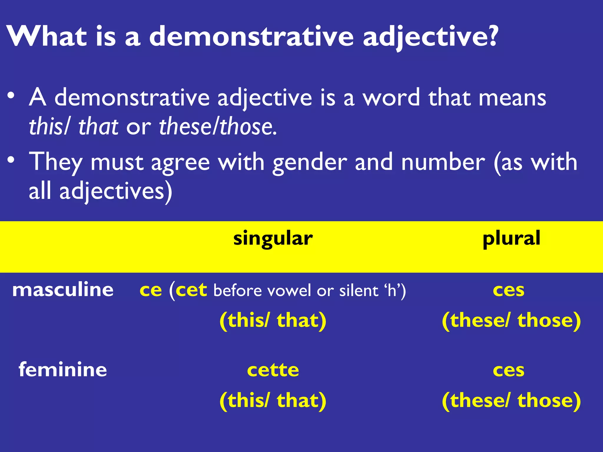 Demonstrative adjectives and pronouns | PPT