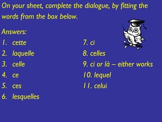 Demonstrative adjectives and pronouns | PPT