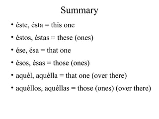 Demonstrative adjectives and pronouns | PPT