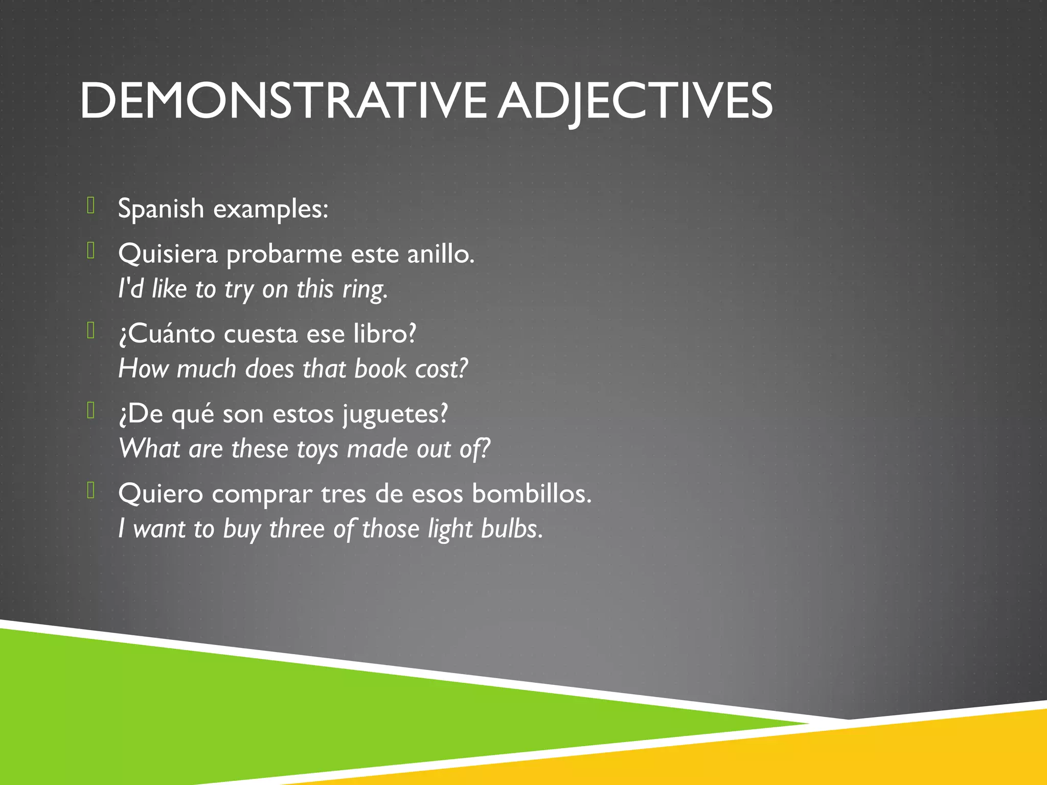 Demonstrative adjectives vs | PPT