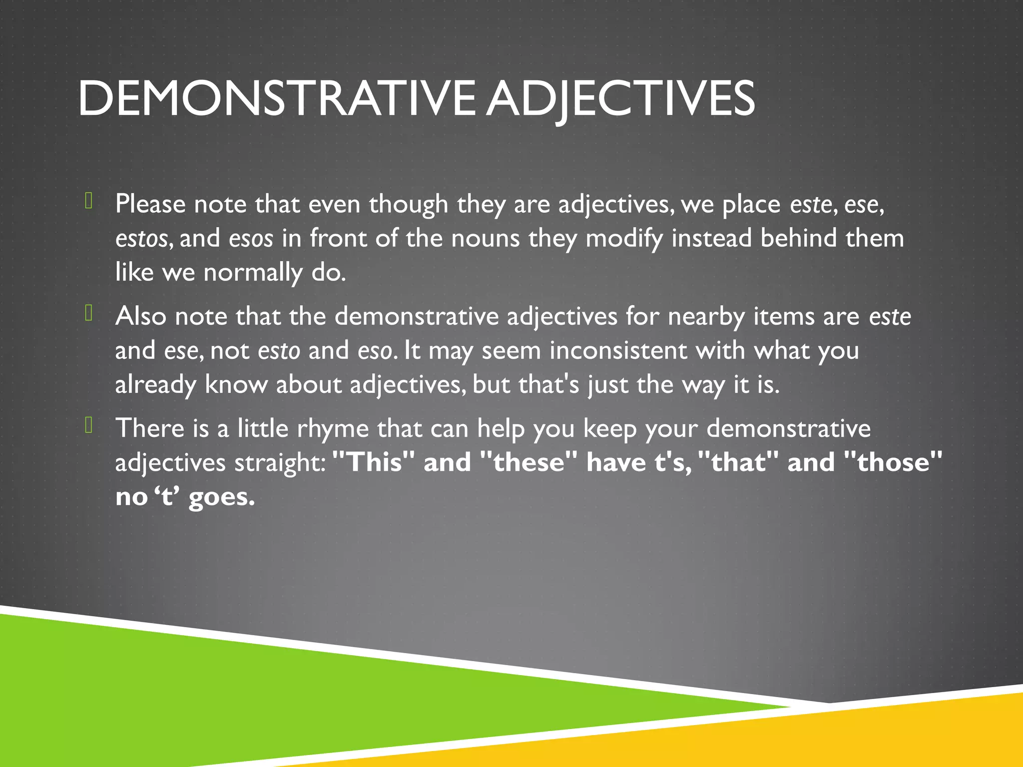 Demonstrative adjectives vs | PPT