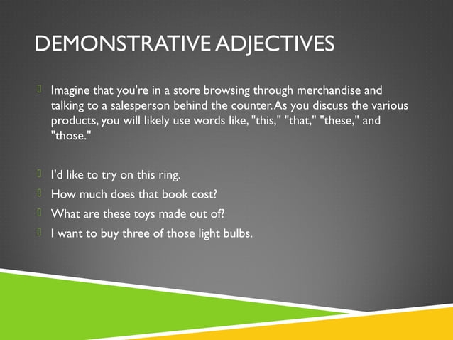 Demonstrative adjectives vs | PPT