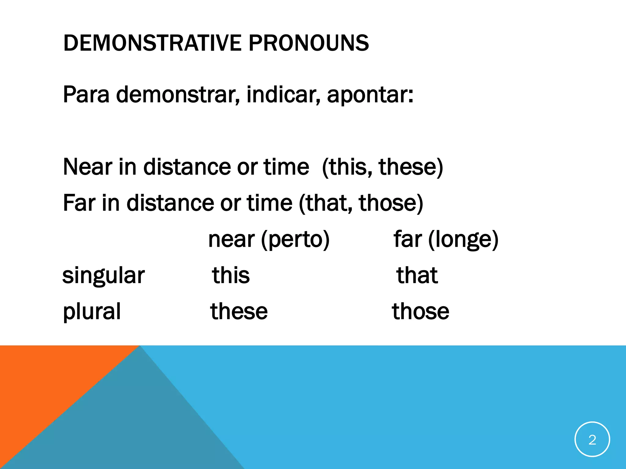 Demonstrative pronouns | PPTX