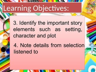 IDENTIFYING THE IMPORTANT ELEMENTS OF THE STORY | PPT