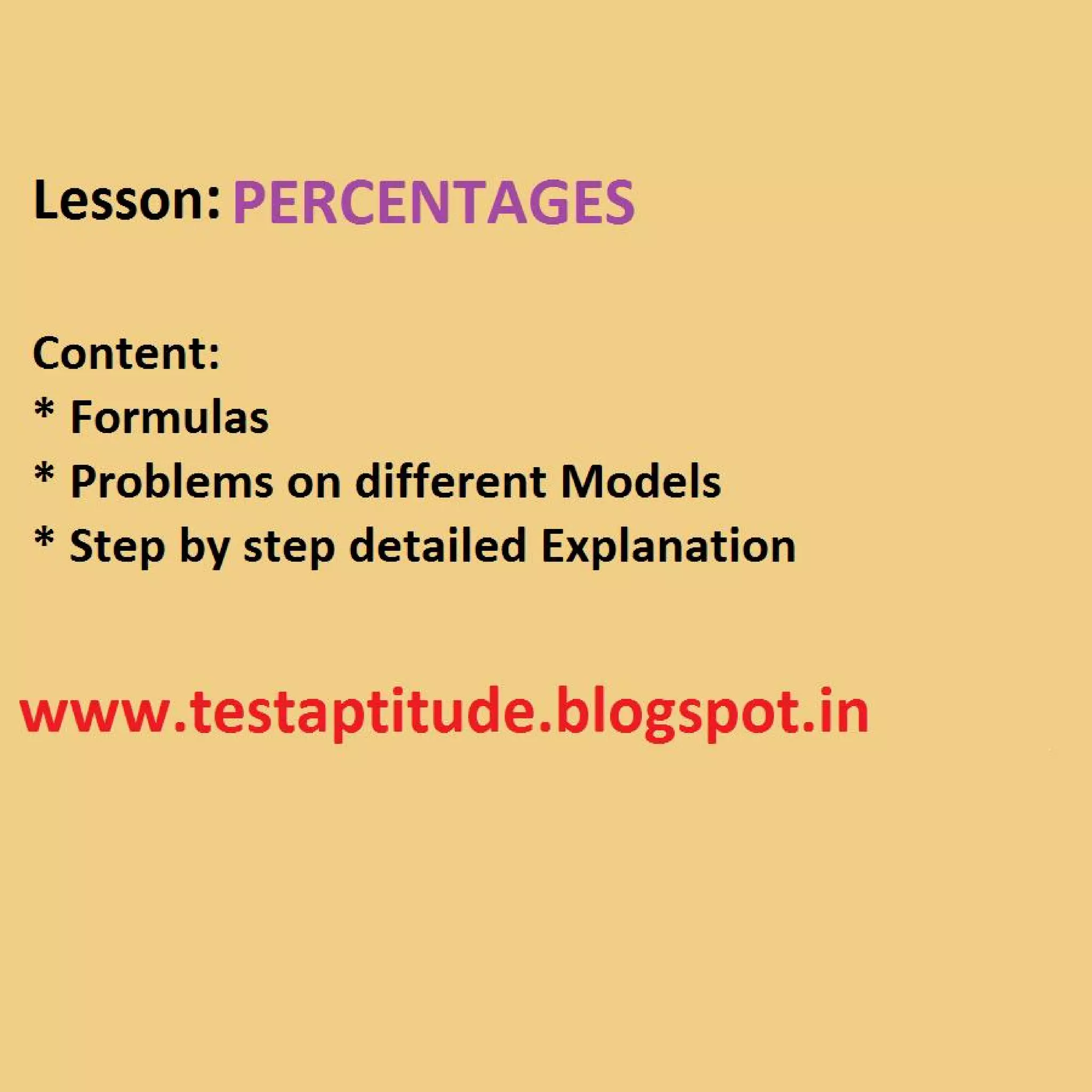 Tutorial Percentages | PDF
