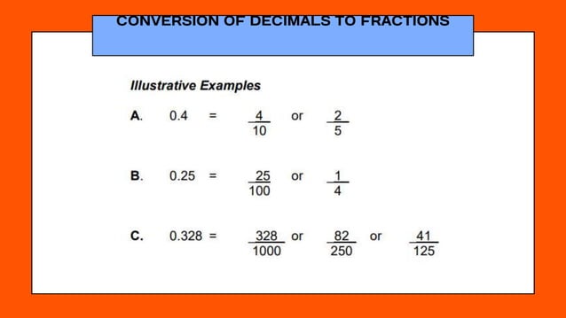 Conversion of fraction to decimal and vice versa | PPTX