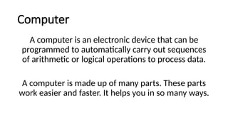 ICT Lesson Plan for the four components of computer | PPTX