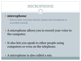 Input and Output Devices of Computers (Powerpoint Presentation) | PPTX