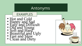 DEMO PPT SYNONYMS AND ANTONYMS games and other meanings of the topic | PPTX