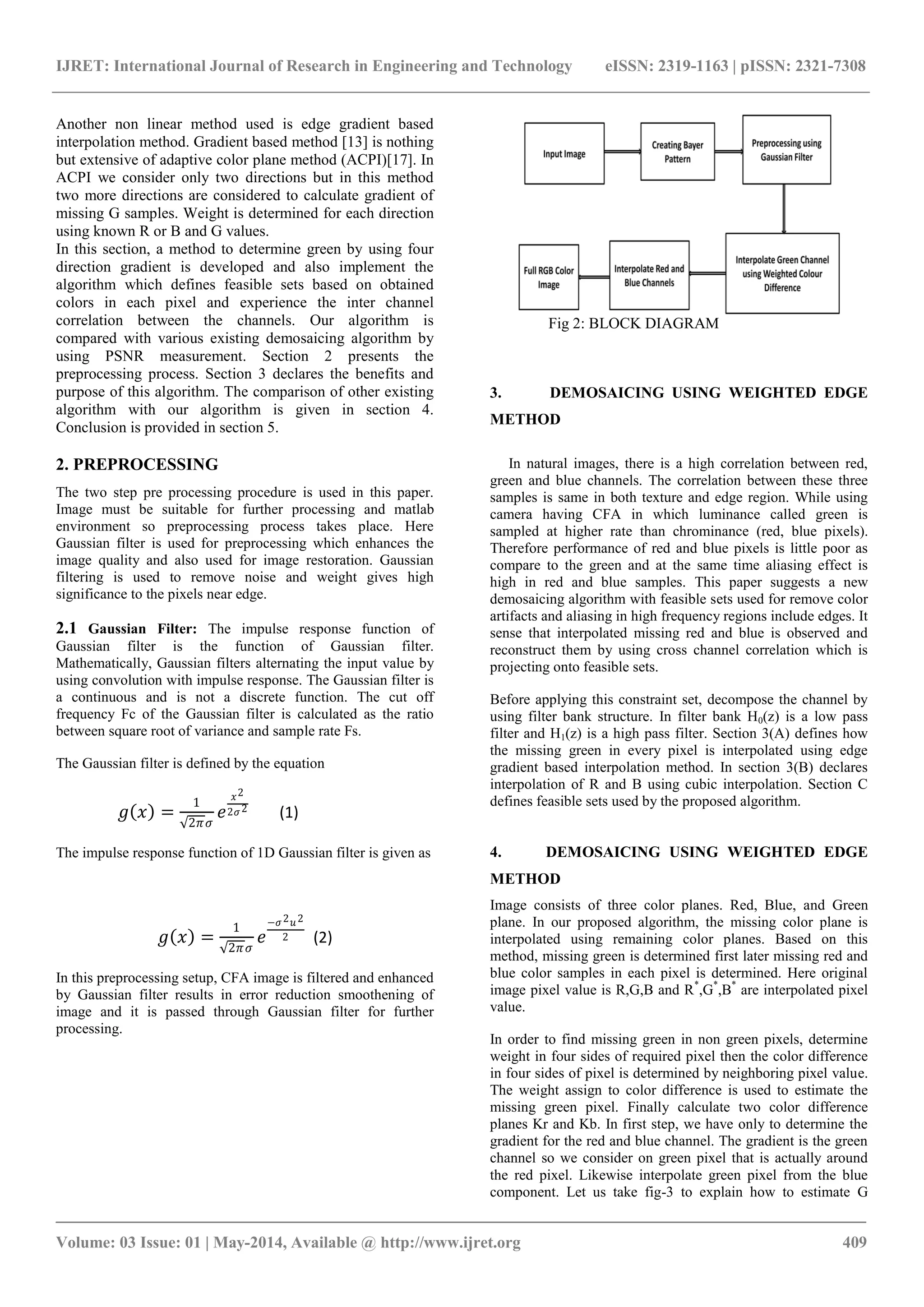Demosaicing of images for bayer cfa using projection algorithm | PDF