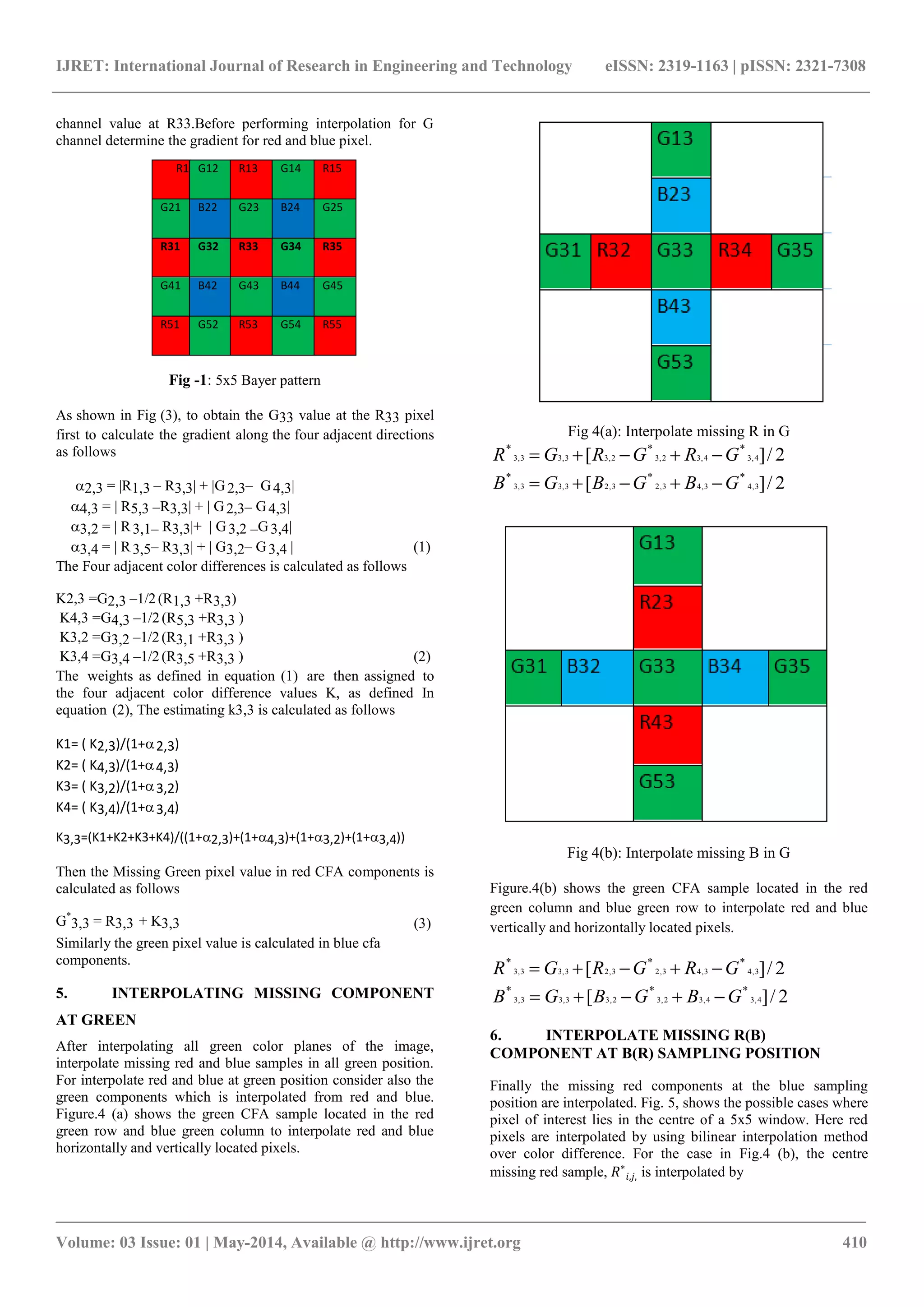 Demosaicing of images for bayer cfa using projection algorithm | PDF