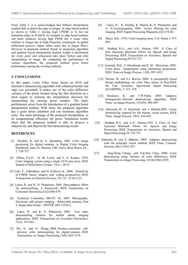 Demosaicing of images for bayer cfa using projection algorithm | PDF