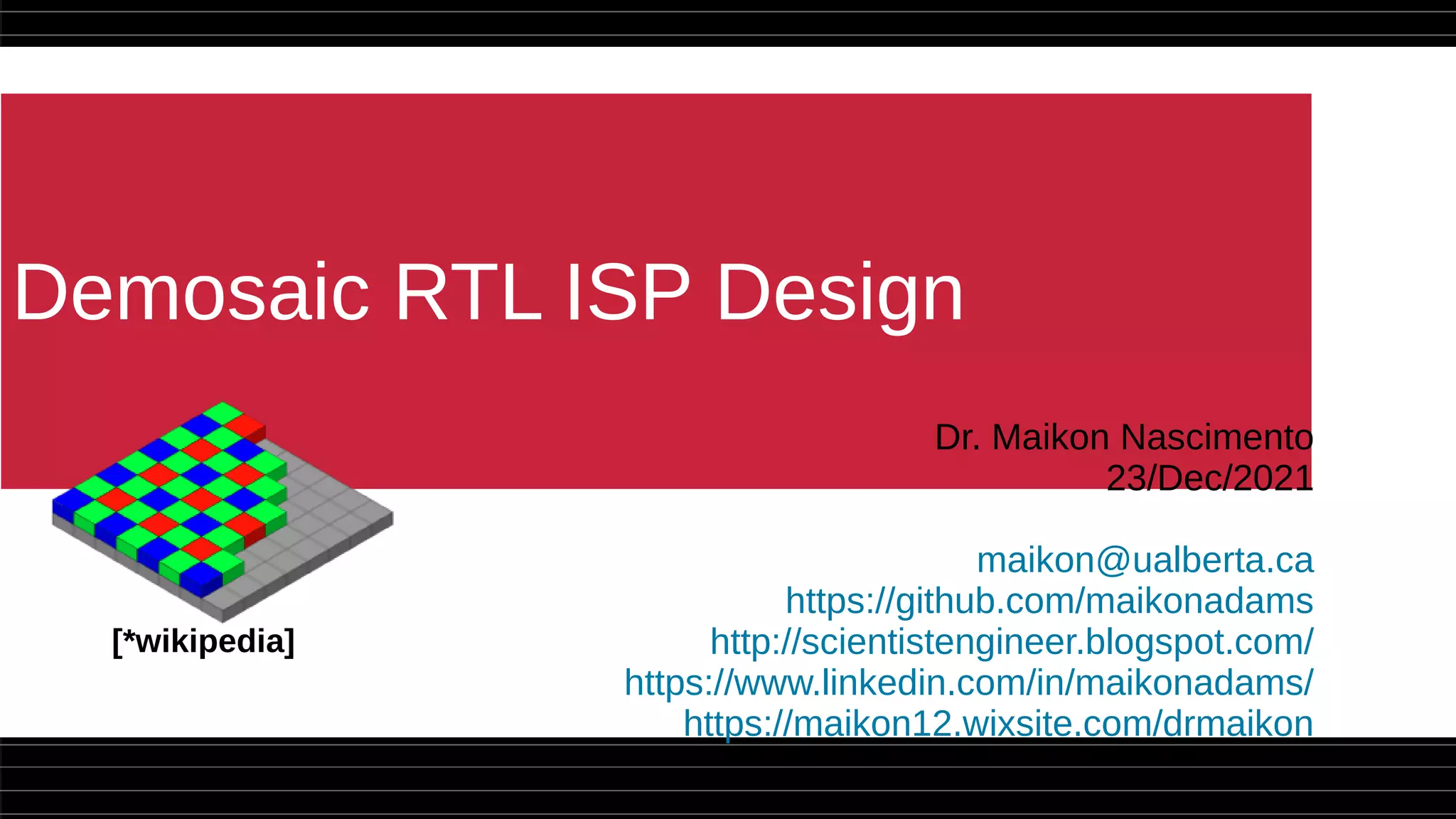Demosaic RTL for ISP workflow | PDF