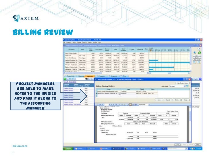 Screenshots of Ajera Software