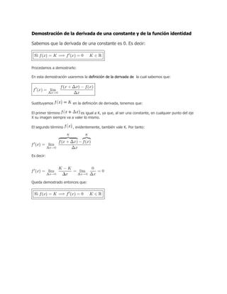 Demostración de la derivada de una constante. | DOCX