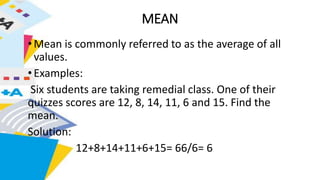 MEAN, MEDIAN AND MODE | PPT