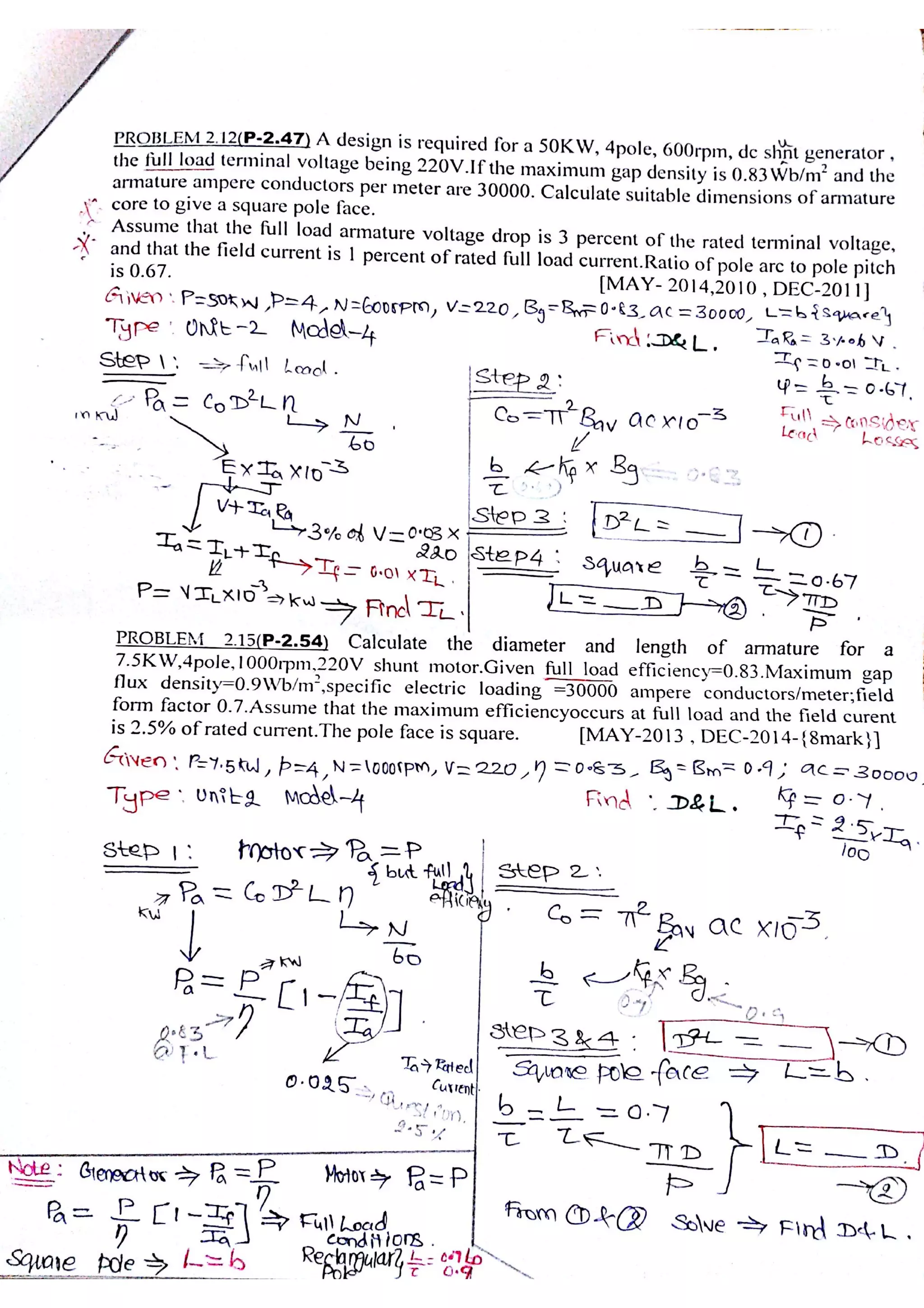 Design of Electrical Machines Problems & Solutions | PDF
