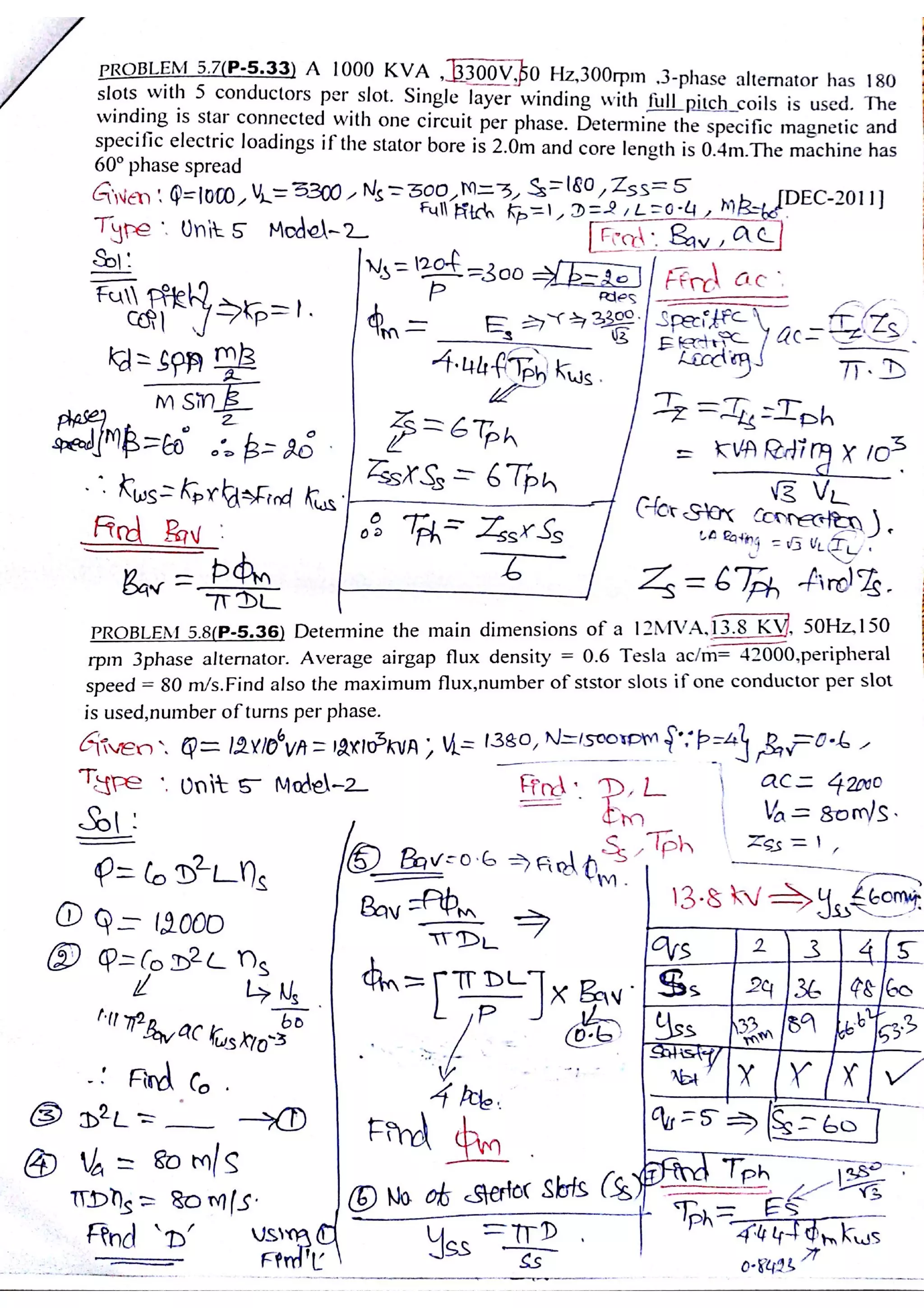 Design of Electrical Machines Problems & Solutions | PDF