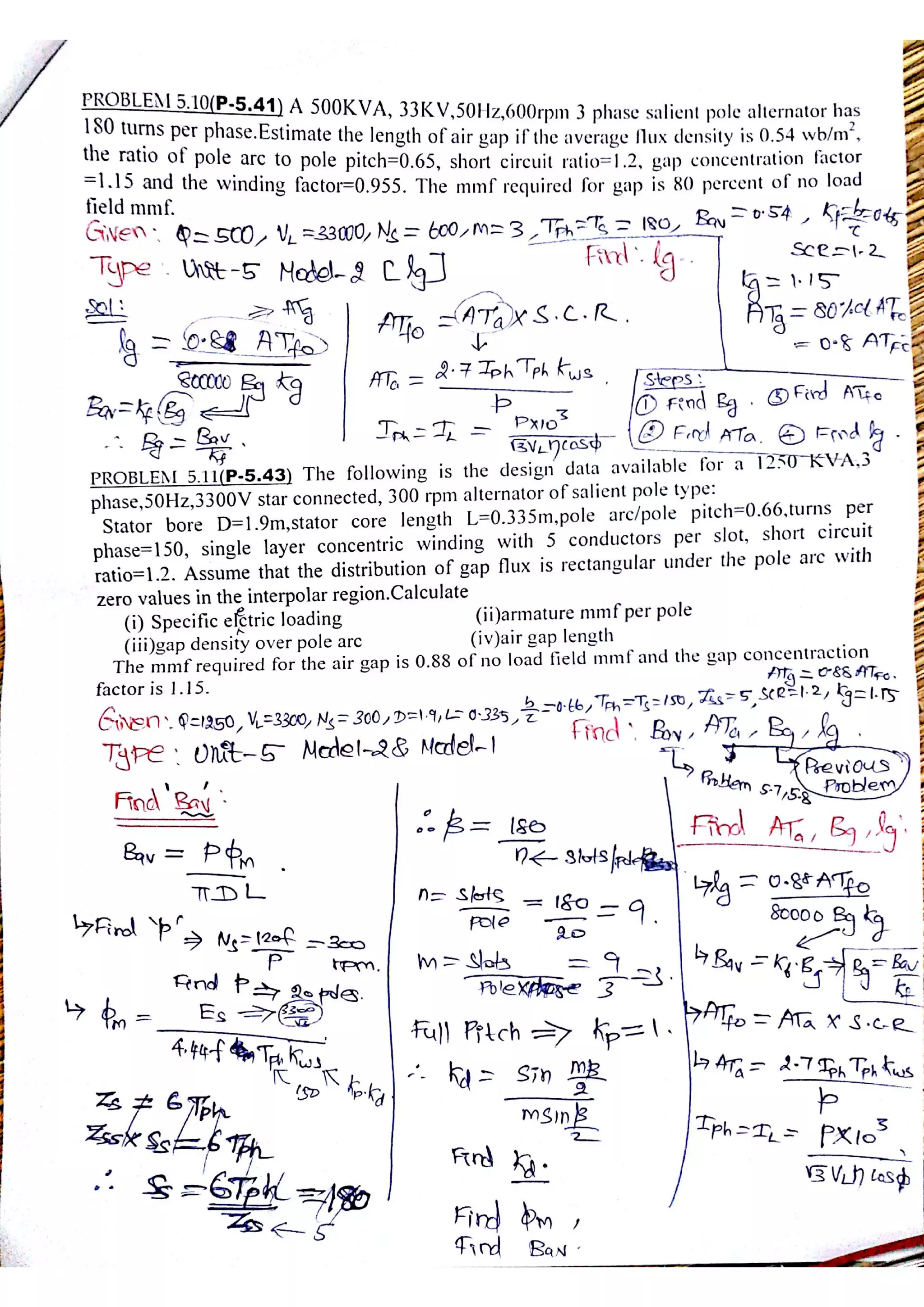Design of Electrical Machines Problems & Solutions | PDF
