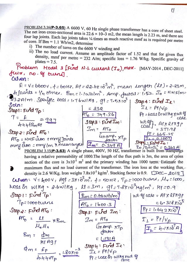 Electrical machine Design problems with solutions | PDF