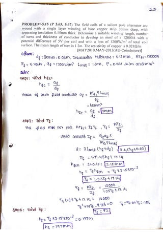 Electrical machine Design problems with solutions | PDF