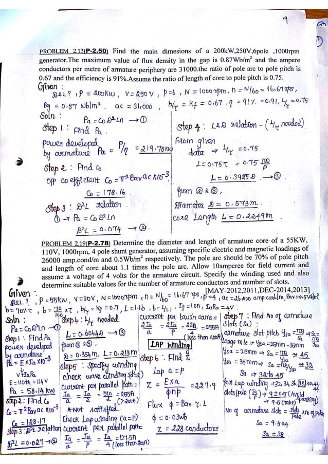 Electrical machine Design problems with solutions | PDF