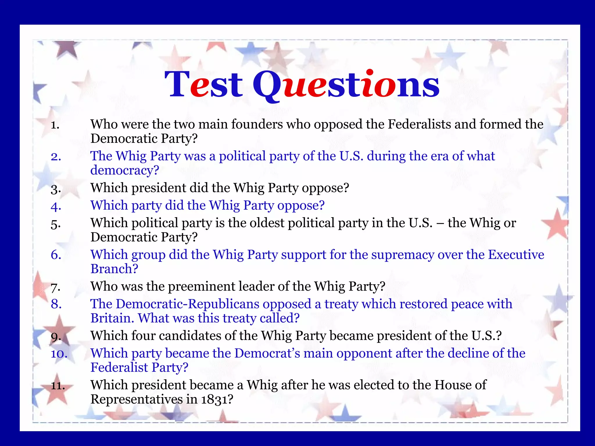 Differences Between Democrats and Whigs | PPT