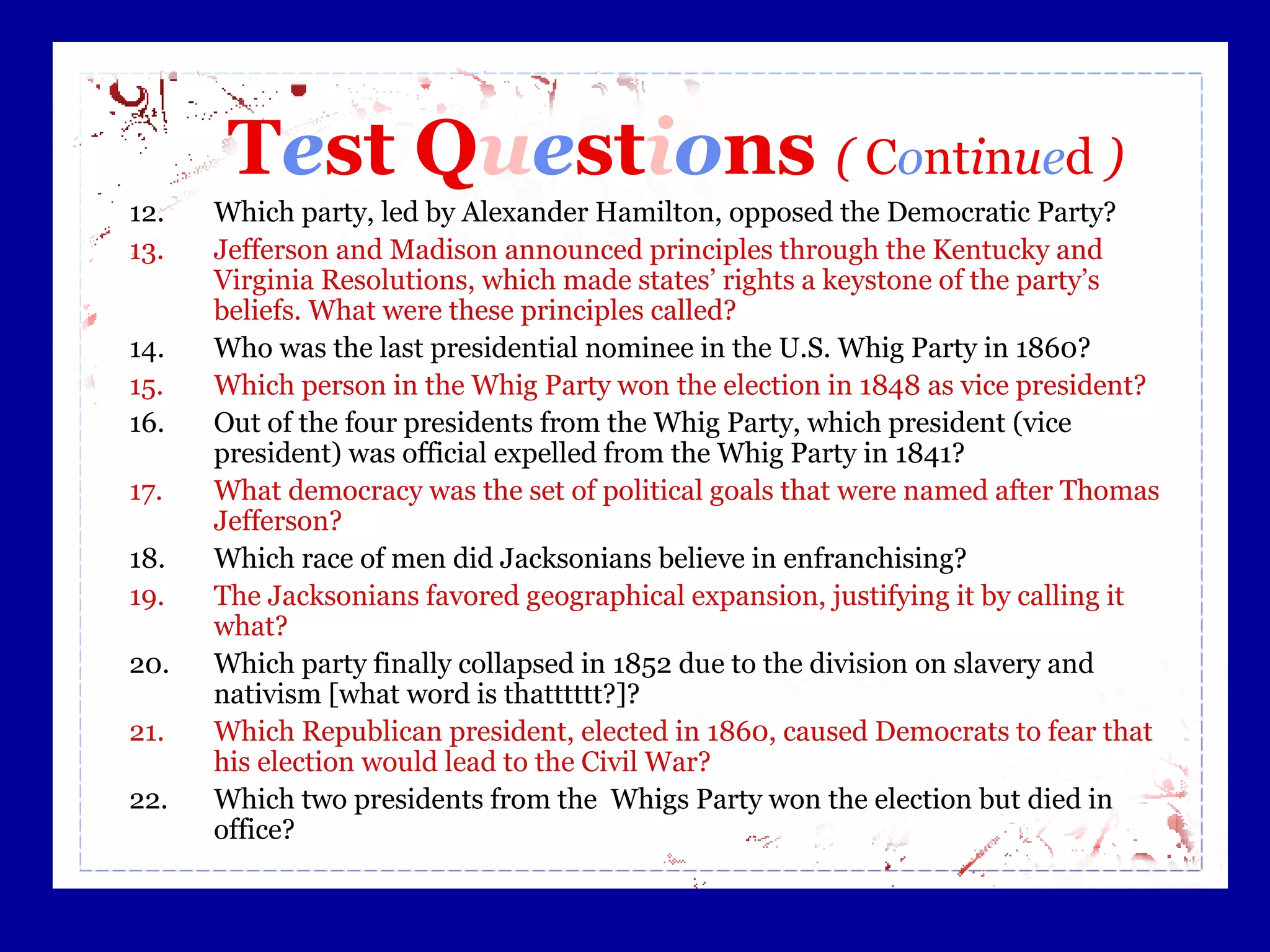 Differences Between Democrats and Whigs | PPT