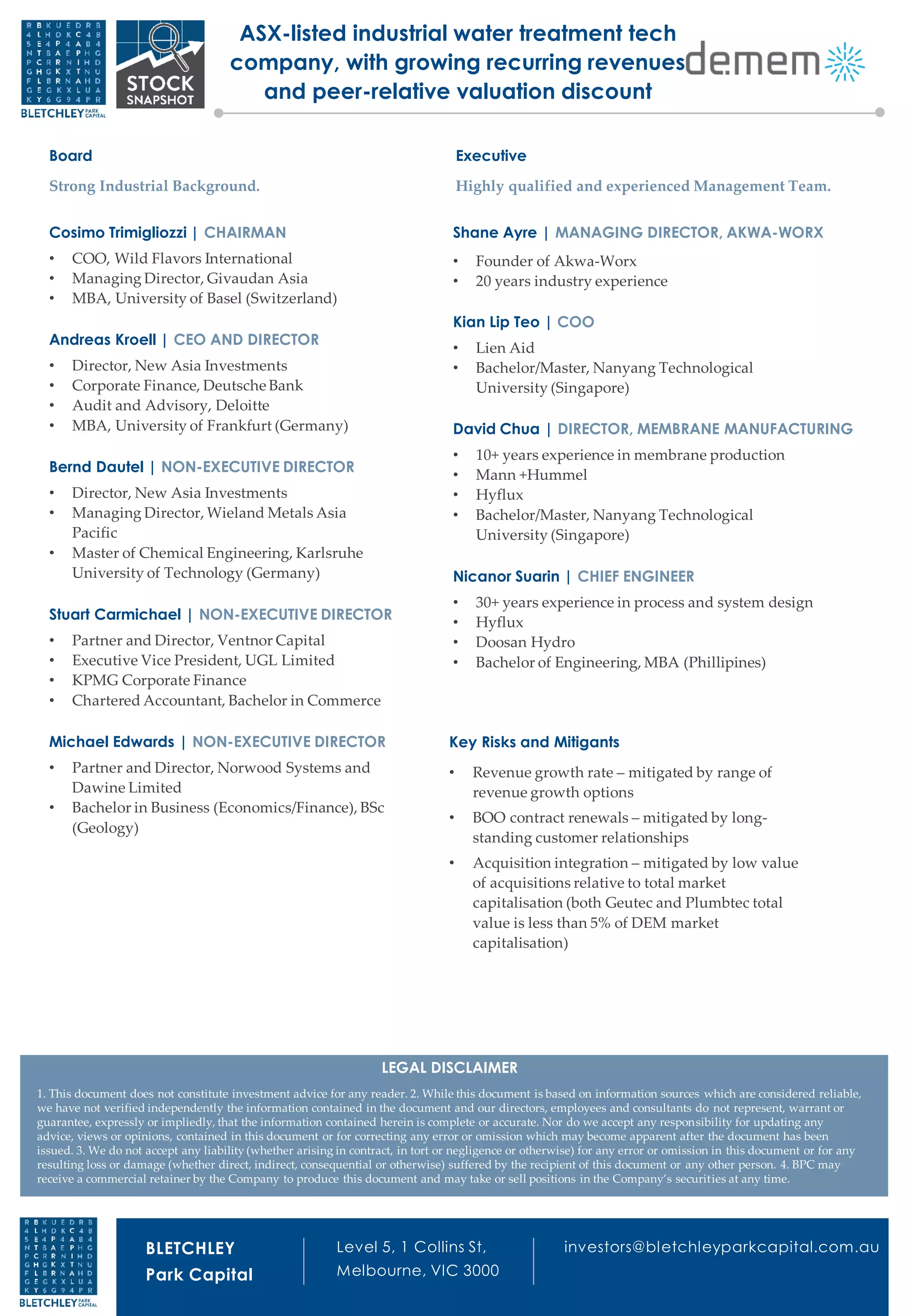 STOCK SNAPSHOT - De.mem Limited - Water treatment tech with growing ...