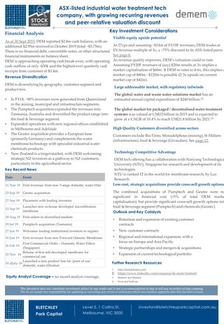 STOCK SNAPSHOT - De.mem Limited - Water treatment tech with growing recurring revenues | PDF ...