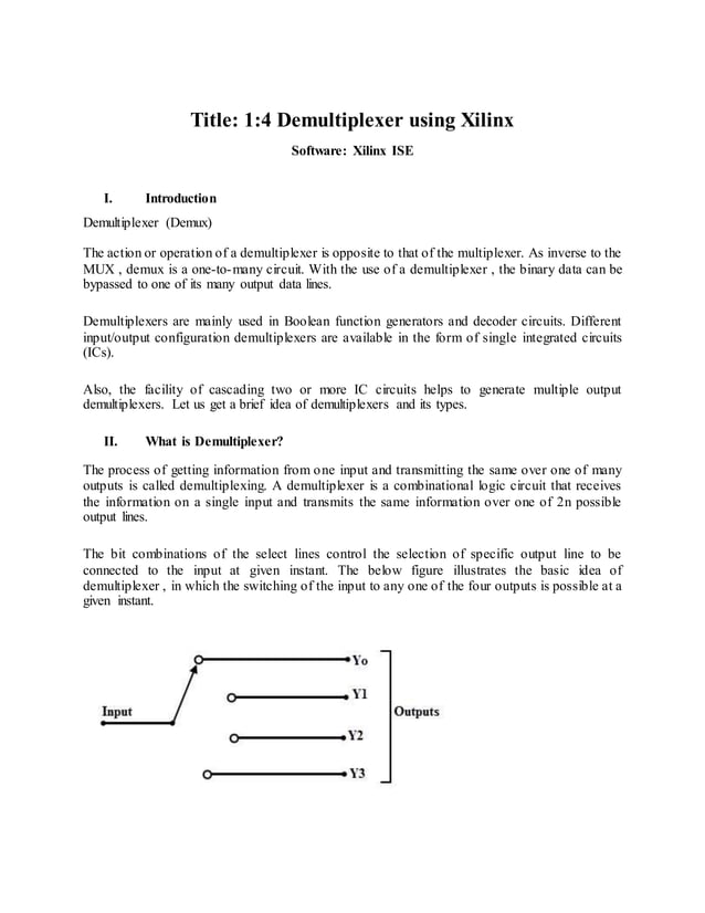 Demultiplexer with vhdl code | DOCX