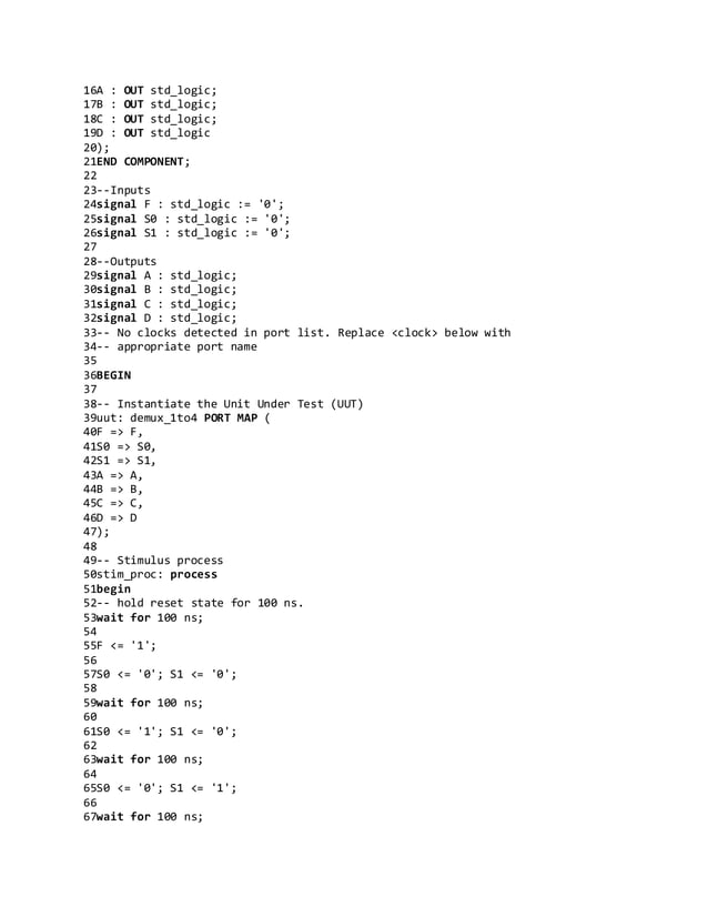 Demultiplexer with vhdl code | DOCX