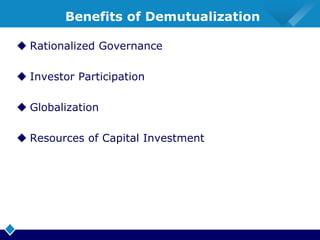 Demutualization Of Stock Exchanges | PPTX