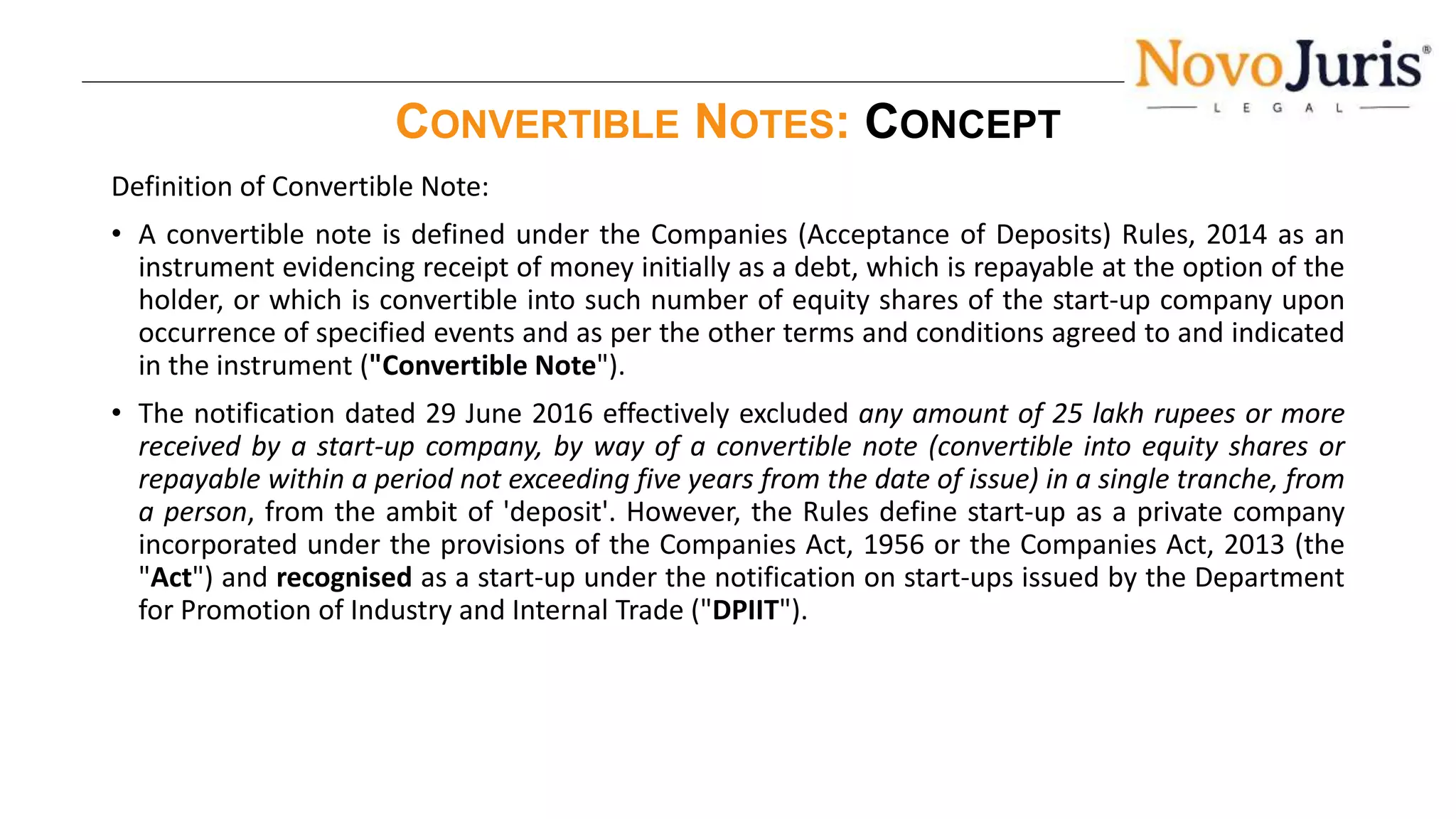 Convertible Notes - India: Issuance, Conversion, Taxation etc | PPTX
