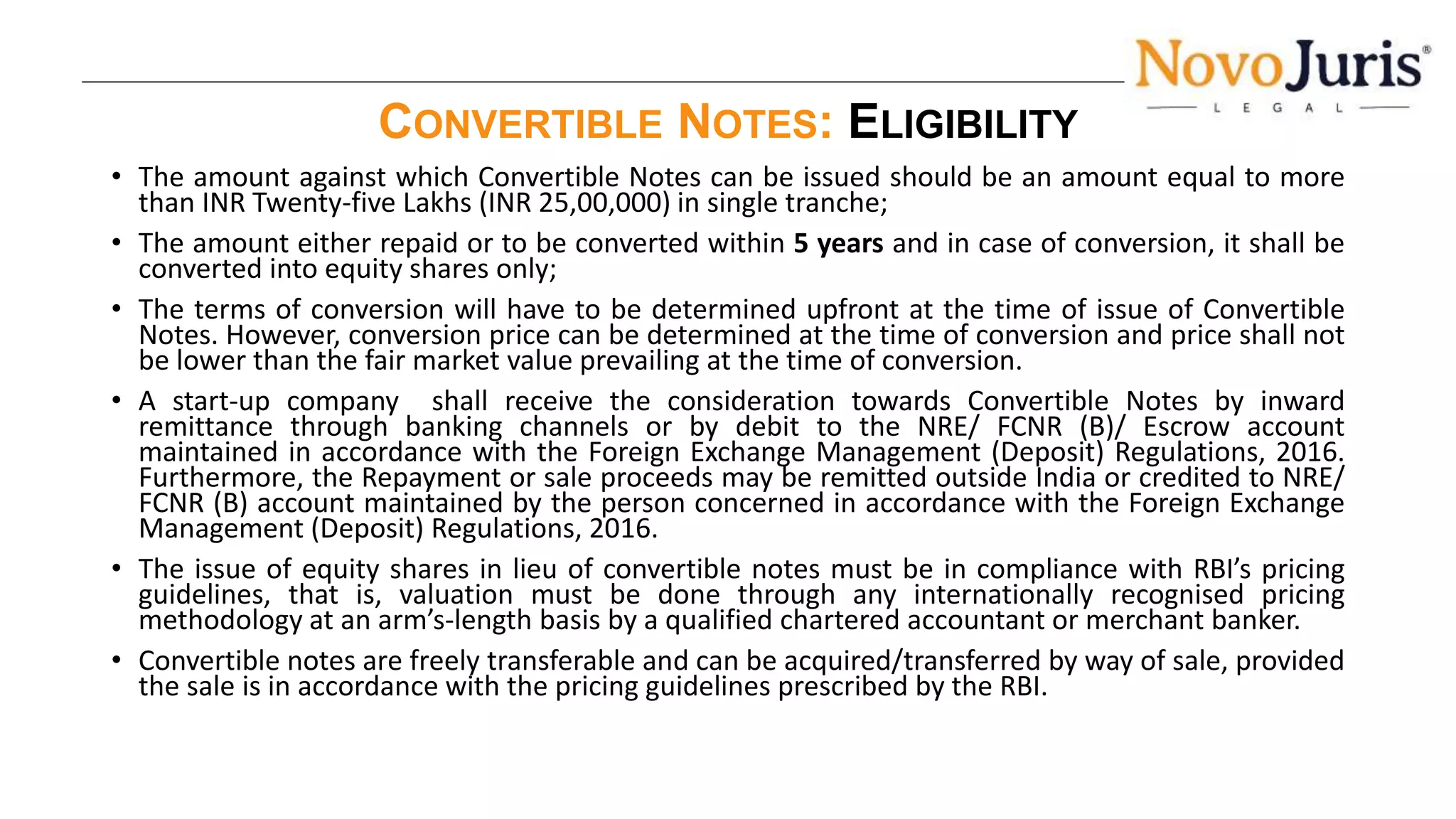 Convertible Notes - India: Issuance, Conversion, Taxation etc | PPT