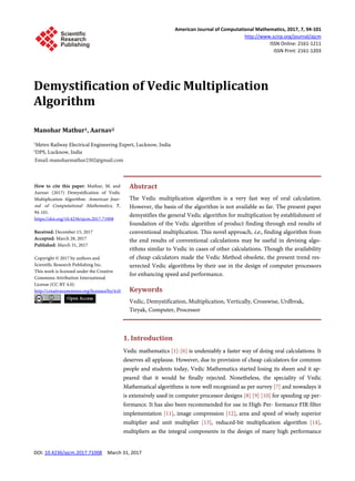 Demystification of vedic multiplication algorithm | PDF | Hinduism | Religion & Spirituality