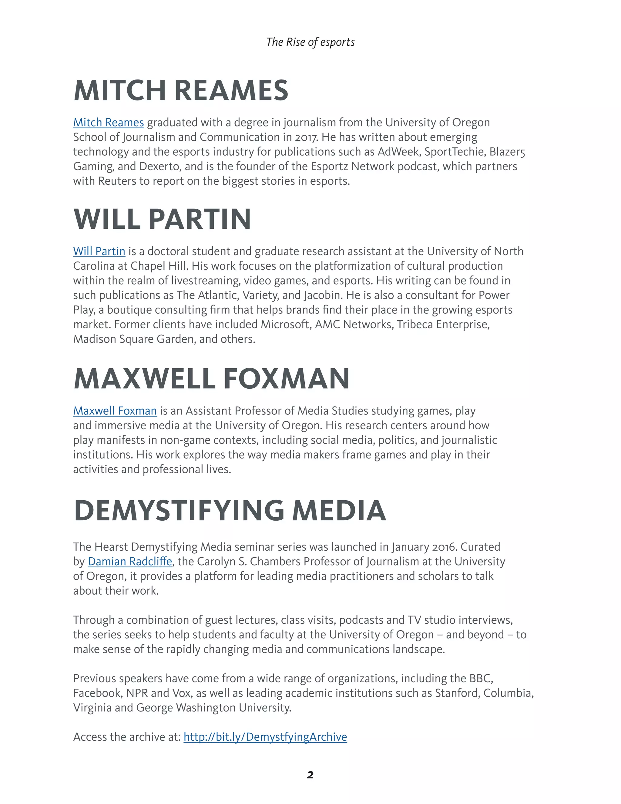 Demystifying Media: The rise of esports | PDF