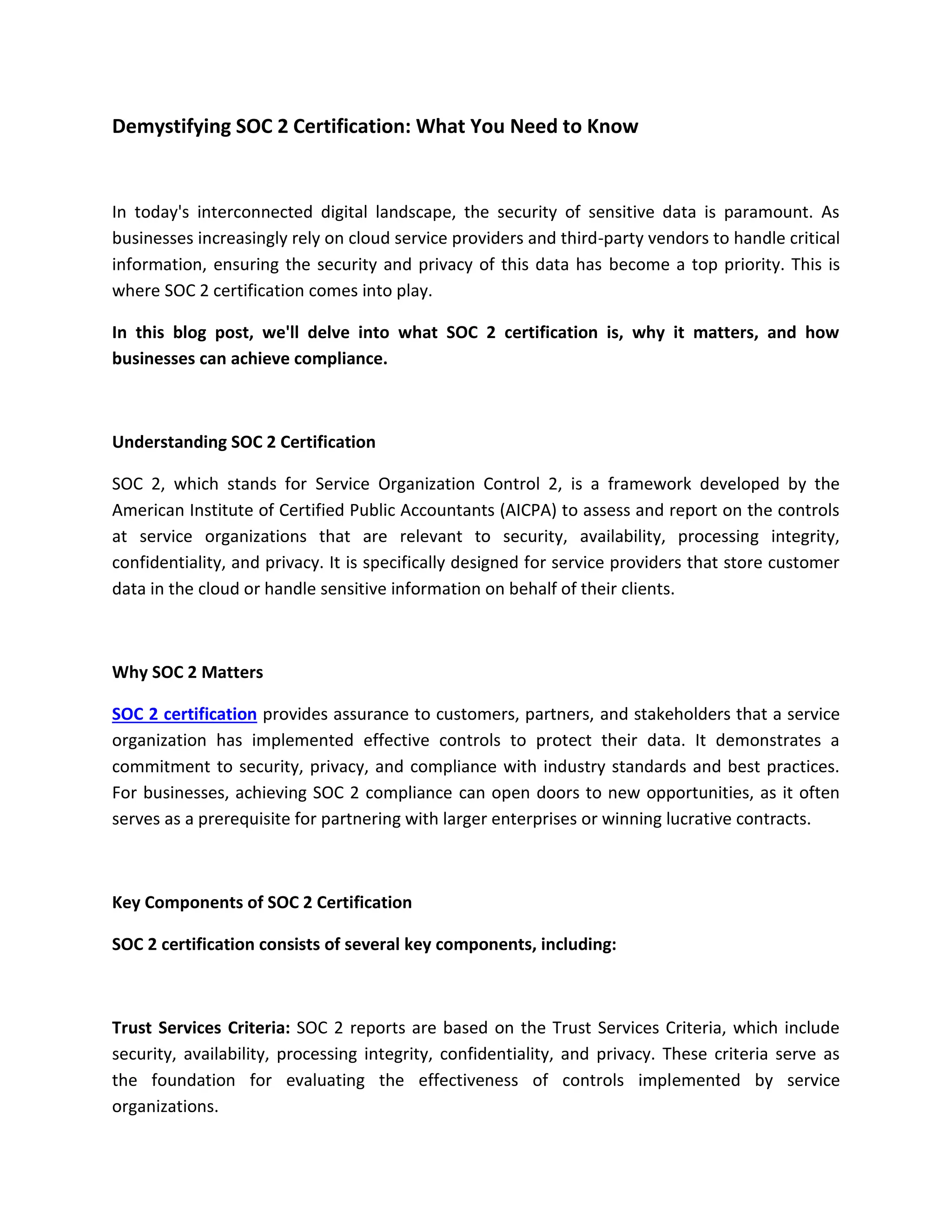 Demystifying SOC 2 Certification: What You Need to Know | PDF