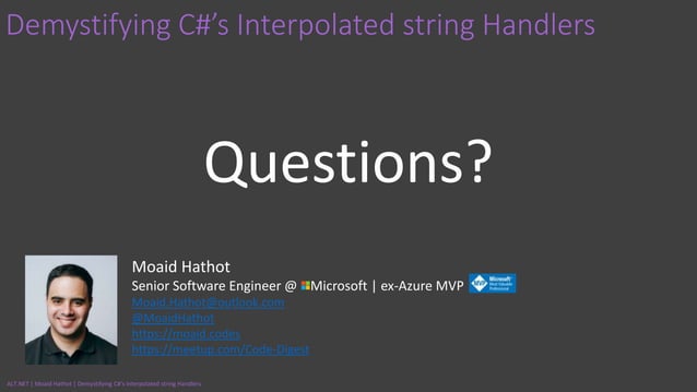Demystifying C#'s Interpolated string Handlers | PPT