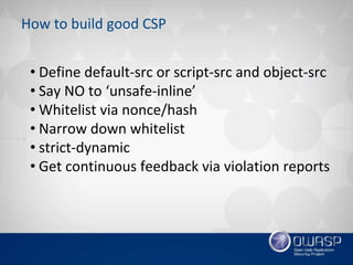 AppSec USA 2016: Demystifying CSP | PPTX | Web Development | Internet