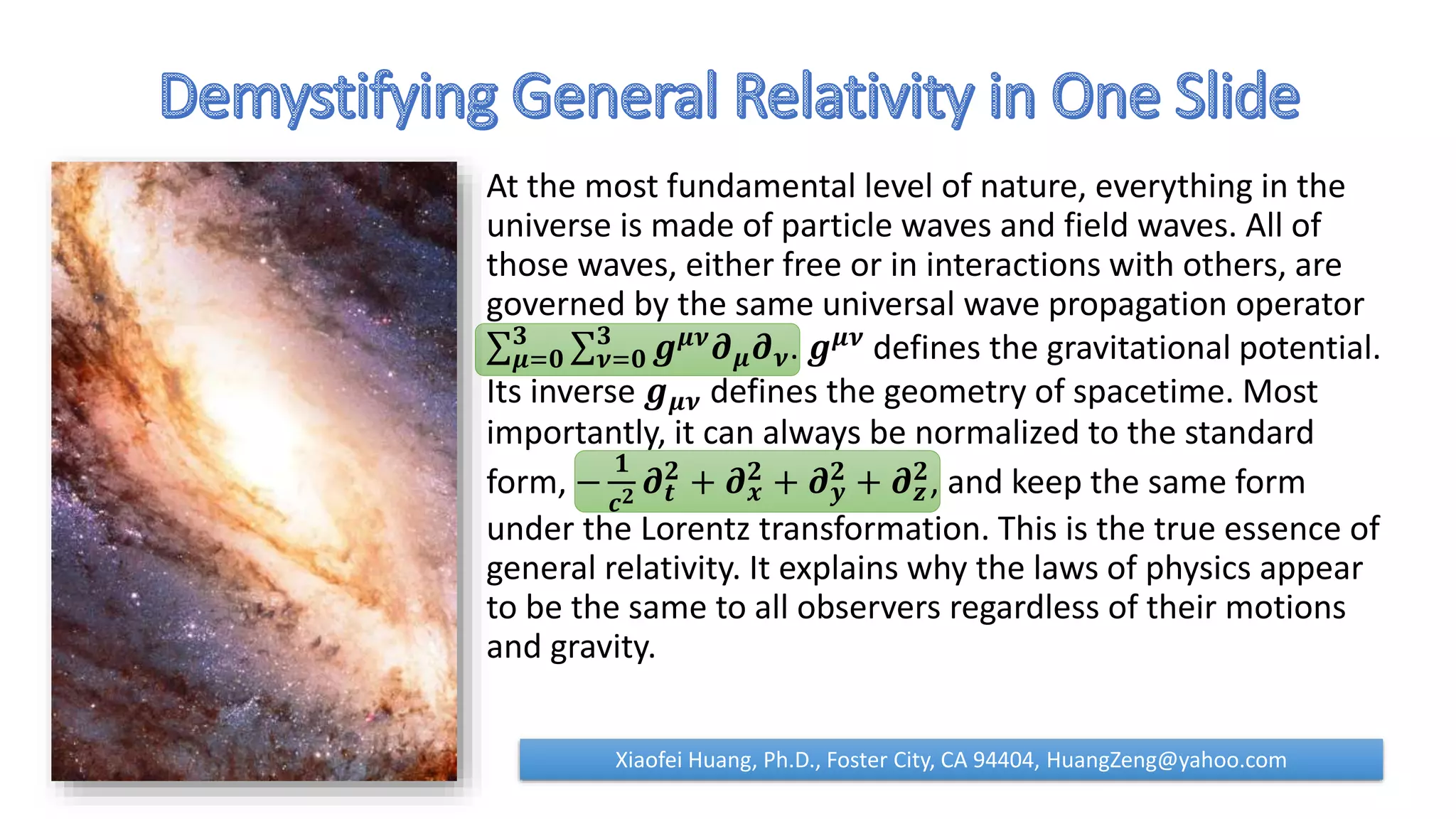 Demystifying general relativity in one slide | PPT Demystifying general relativity in one slide | PPT