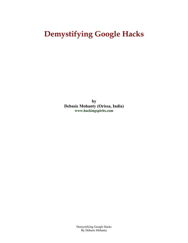 Demystifying google hacks | PDF