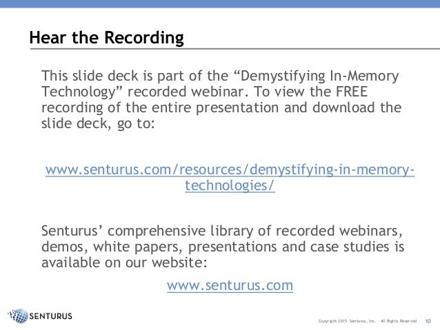 Demystifying In-Memory Technologies: Best Uses and Competitive Advant…