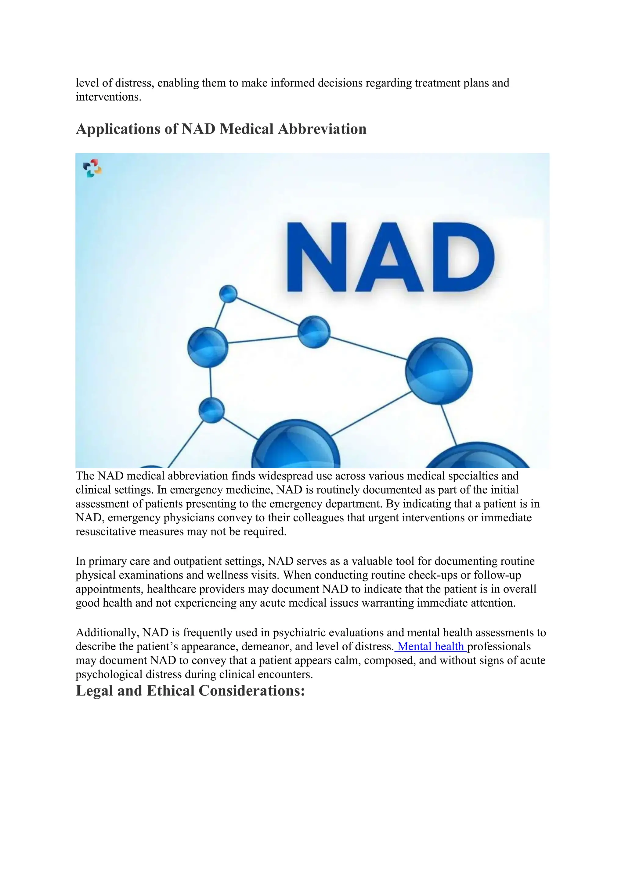 NAD Medical Abbreviation: Understanding Its Meaning and Significance in ...